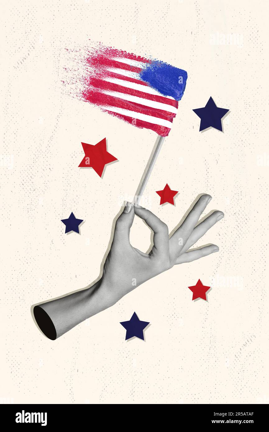 Vertical creative photo abstract collage of large arm fingers holding ...