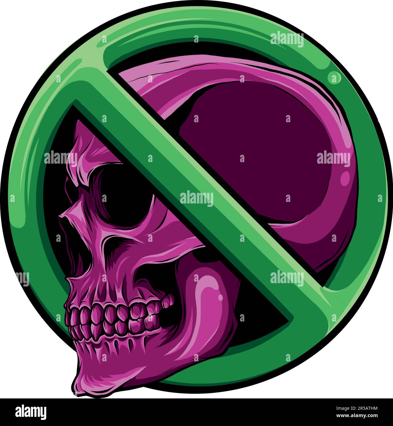 vector illustration of No Skull Symbol Isolated on White Background ...
