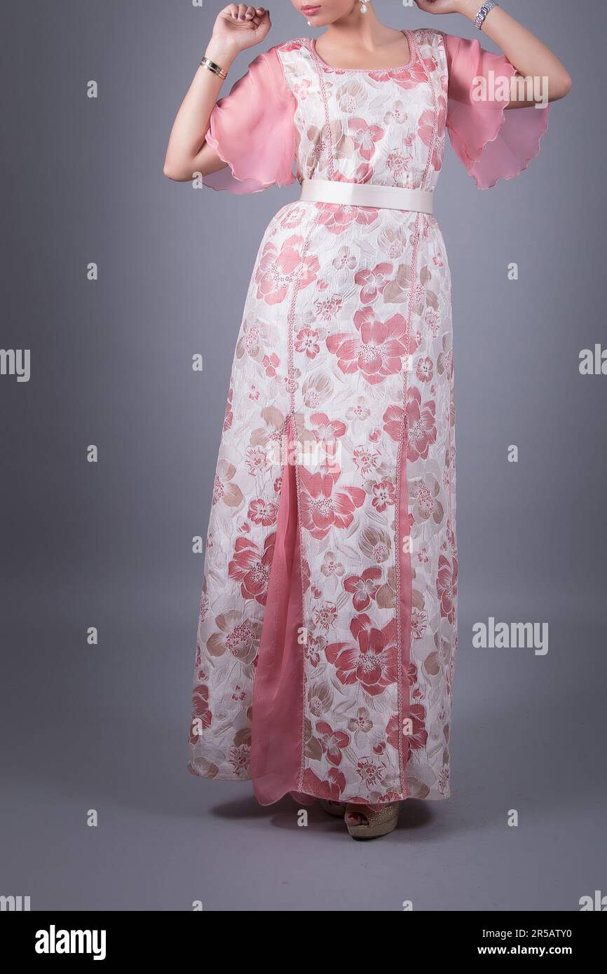 Tradition Meets Fashion: Model in Moroccan Caftan Stock Photo - Alamy