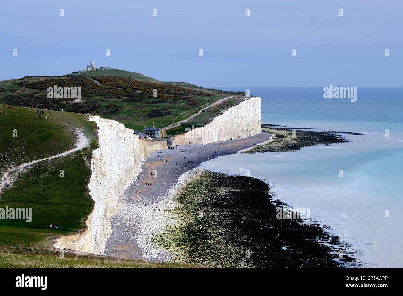 White chalk cliffs at Birling Gap, Seven Sisters National Park ...