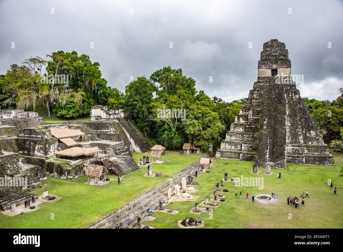 Temple I rises above the Great Plaza at Tikal National Park, Petén ...