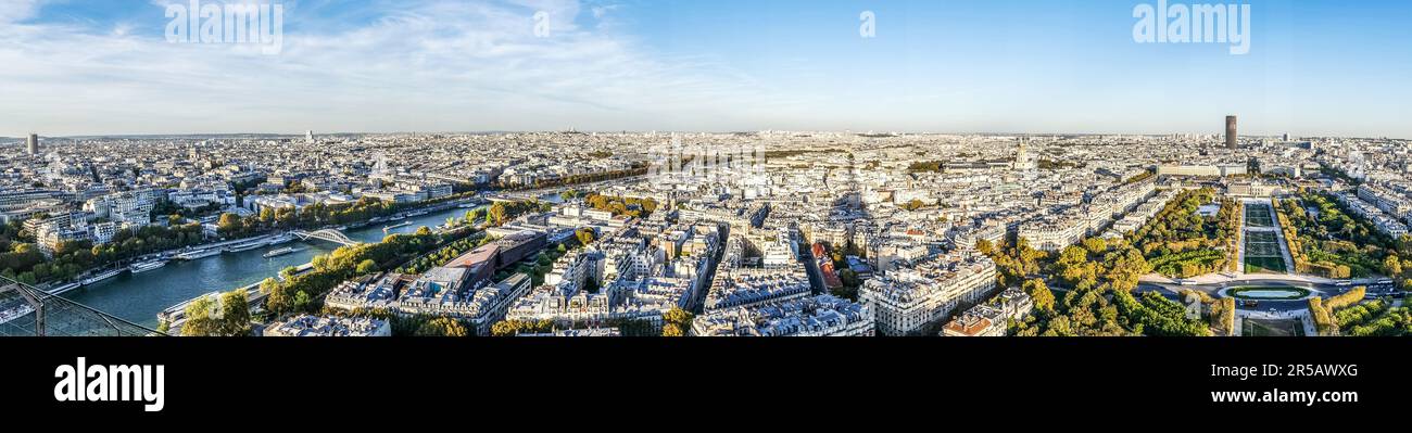 Ultra wide aerial view of Paris from the Tour Eiffel Stock Photo - Alamy