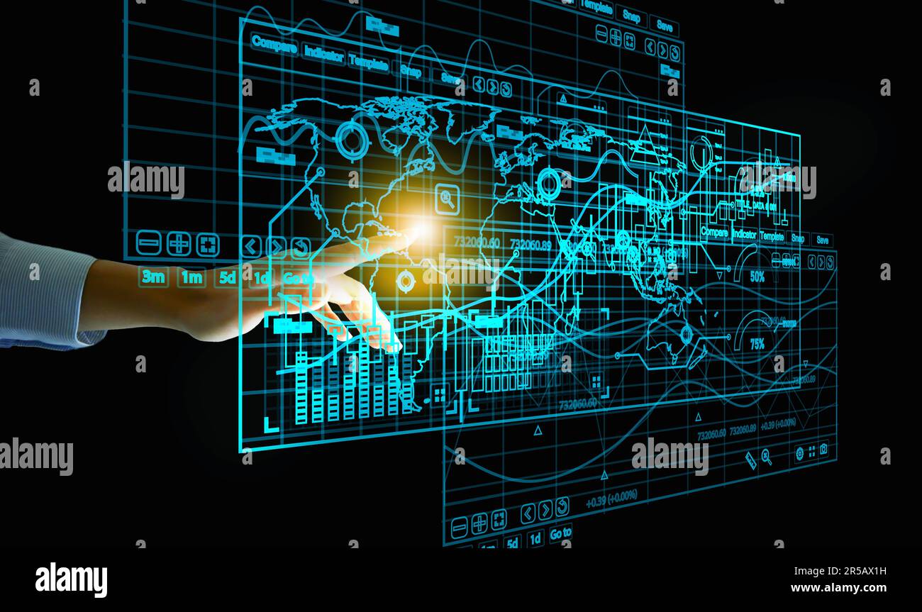 Business Analytics and Data Management System. A Man Analyzes Files and ...