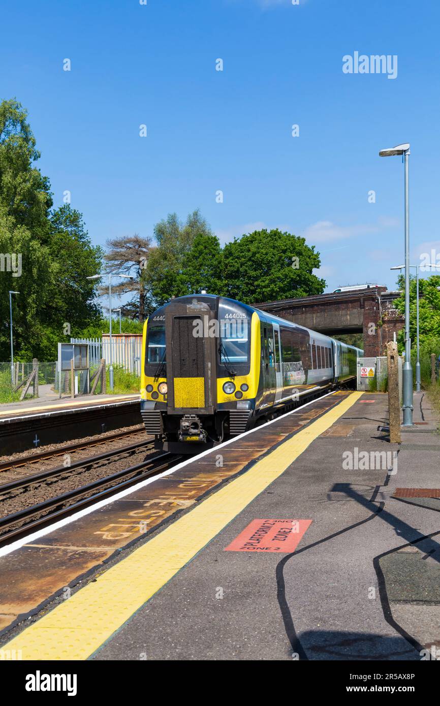 South Western train passing through Beaulieu Road train station at ...