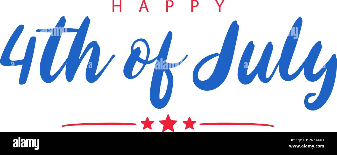 Happy 4th of July lettering with stars. Vector illustration Stock ...