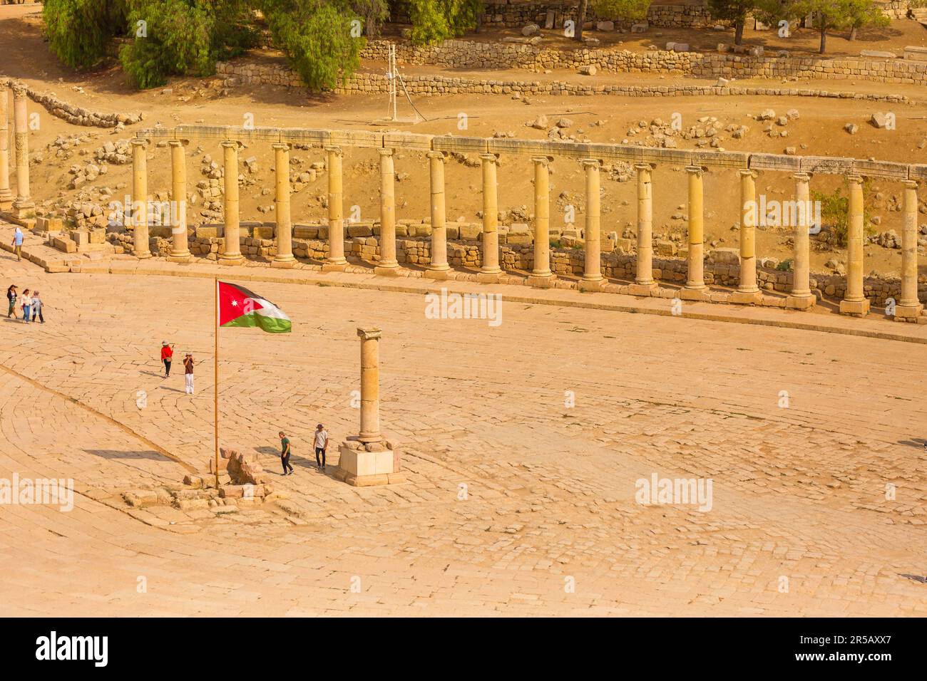Jerash, Jordan - November 7, 2022: Square with row of Corinthian ...
