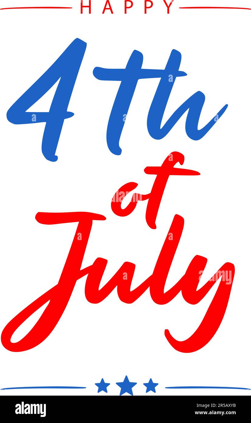 Happy 4th of July lettering with stars. Vector illustration Stock ...