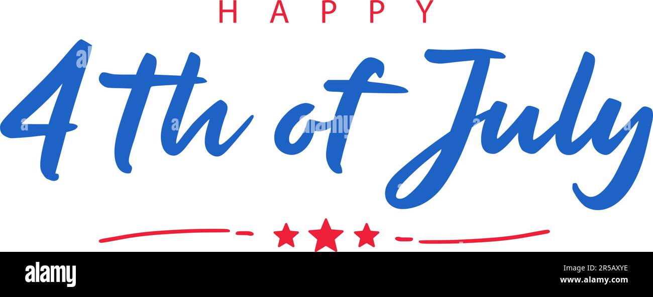 Happy 4th of July lettering with stars. Vector illustration Stock ...