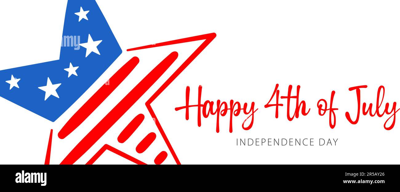 Happy 4th of July. Independence Day lettering and star in colors of USA ...