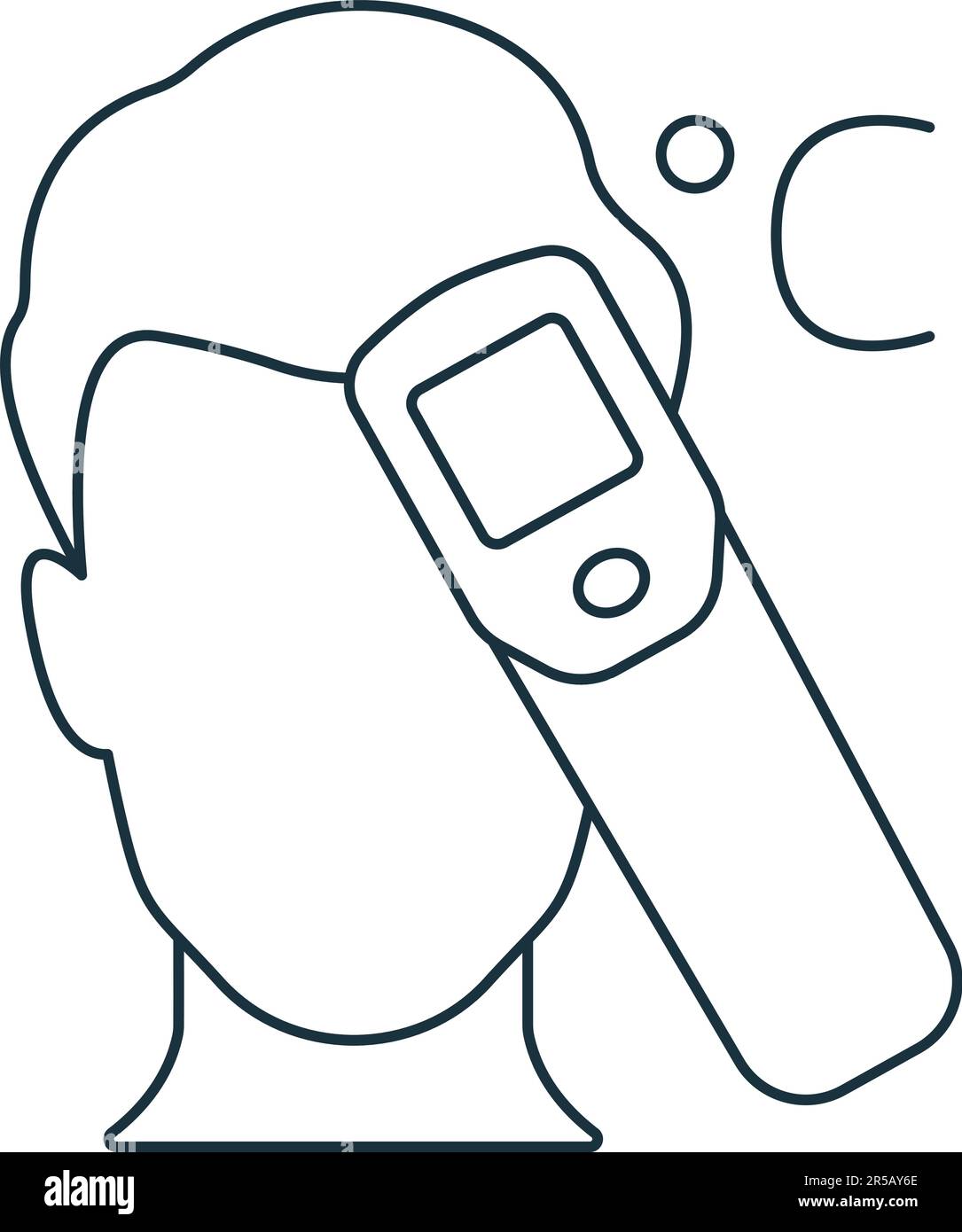 Fever measuring icon. Monochrome simple sign from pharmacy collection ...