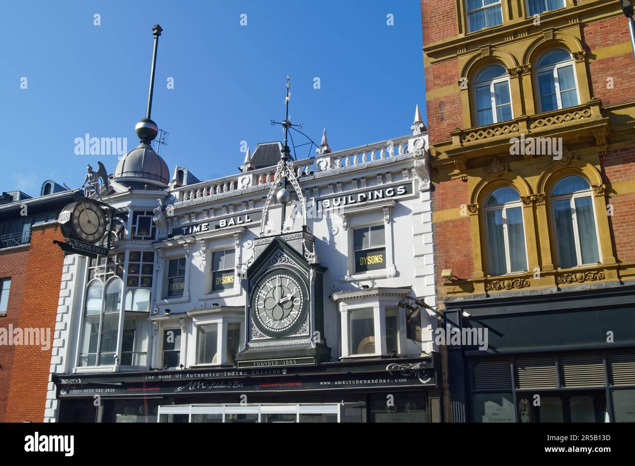 UK, West Yorkshire, Leeds, Briggate, Time Ball Buildings Stock Photo ...