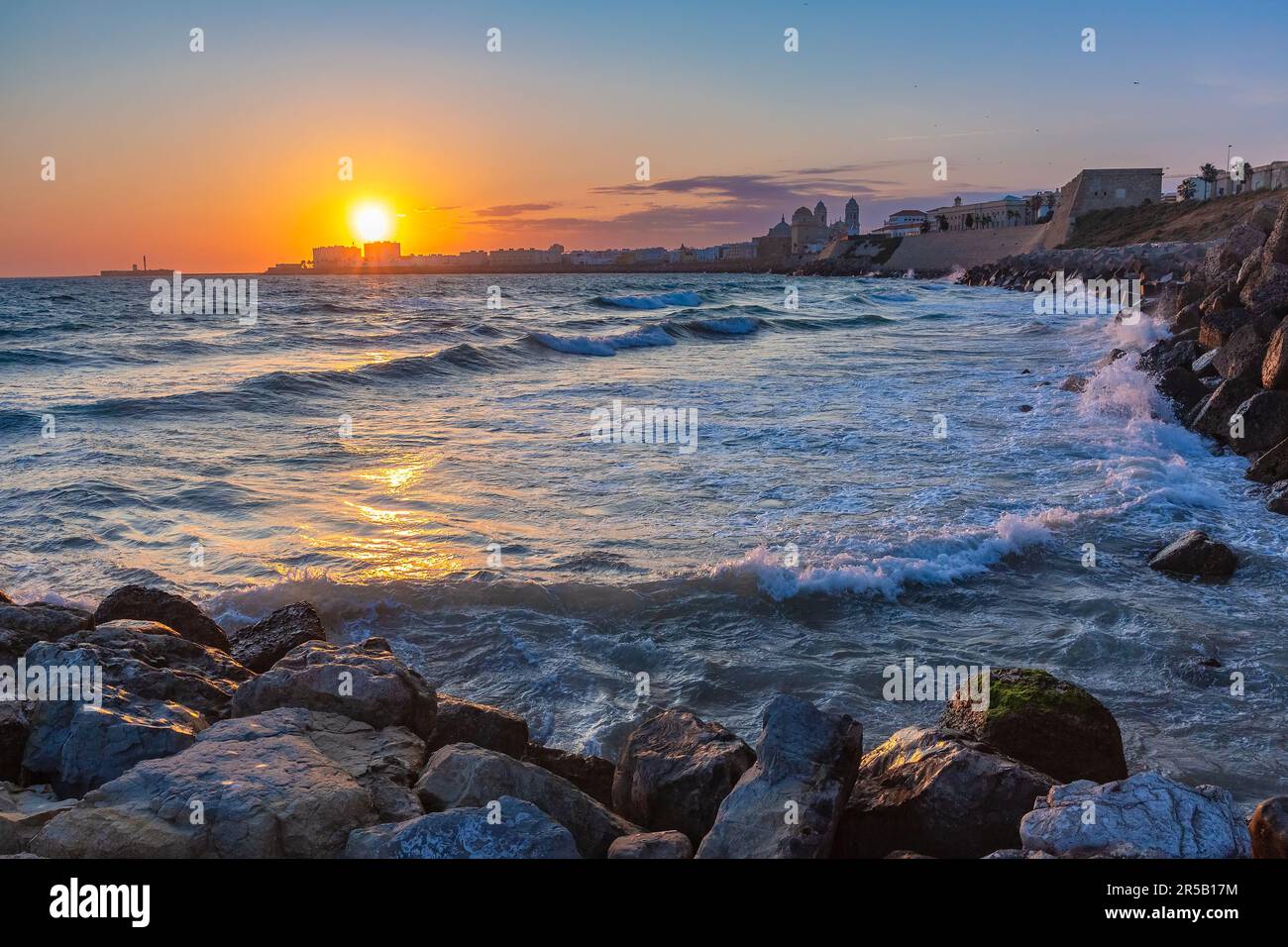 Panorama of Santa Maria del Mar Beach and Cathedral de Santa Cruz at ...