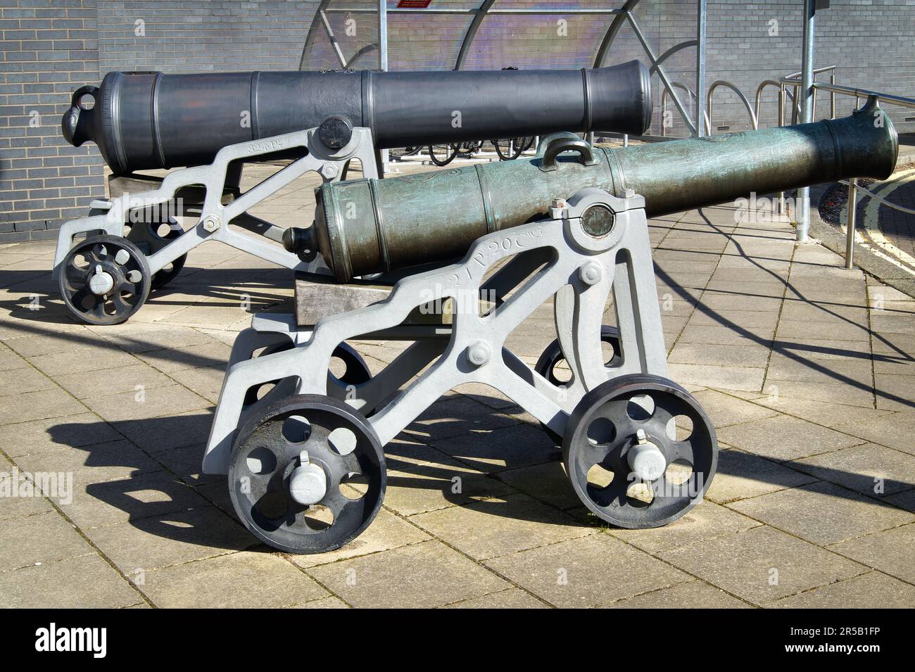 UK, West Yorkshire, Cannons outside the Royal Armouries Museum Stock ...