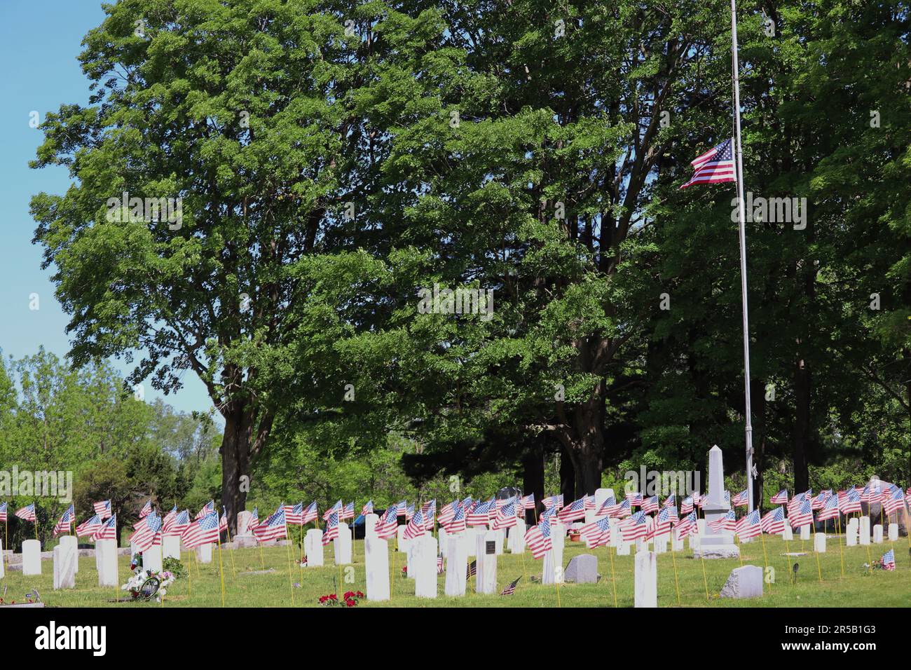 Memorial Day in the United States - Old Glory Waves over Tombstones of ...