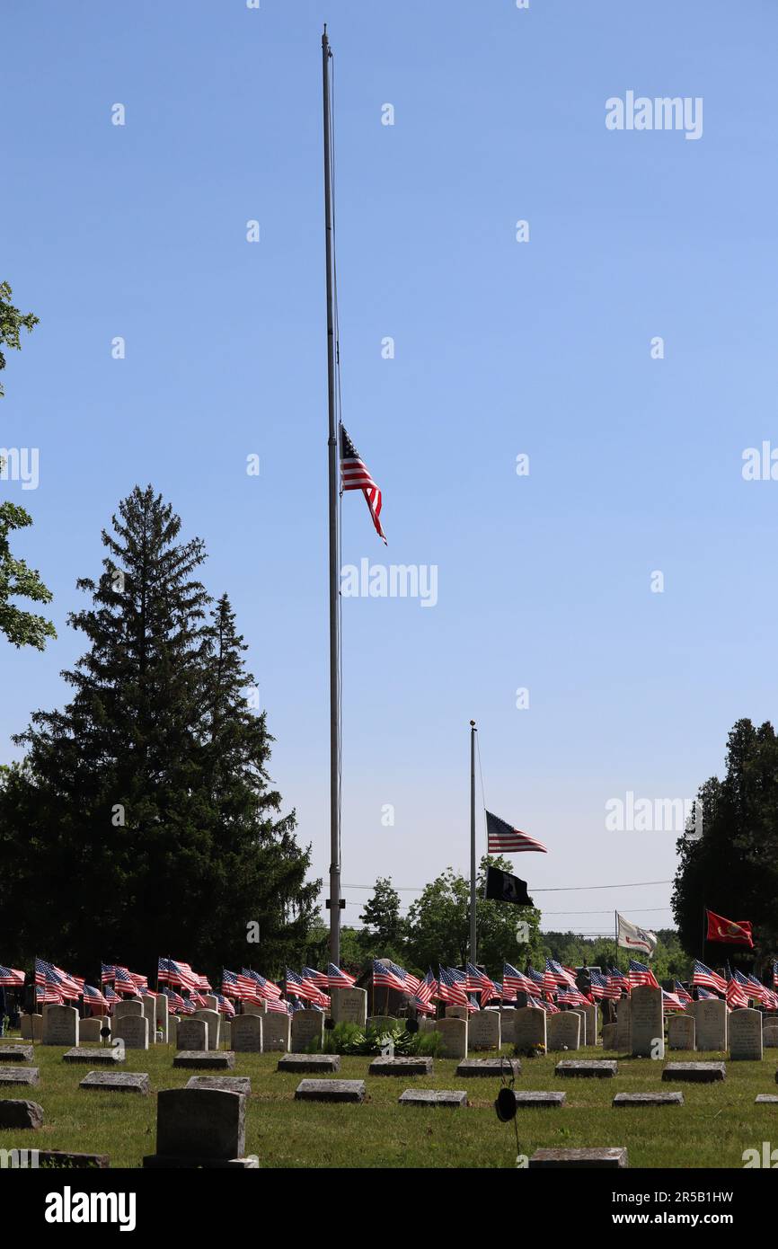 Memorial Day in the United States - Old Glory Waves over Tombstones of ...
