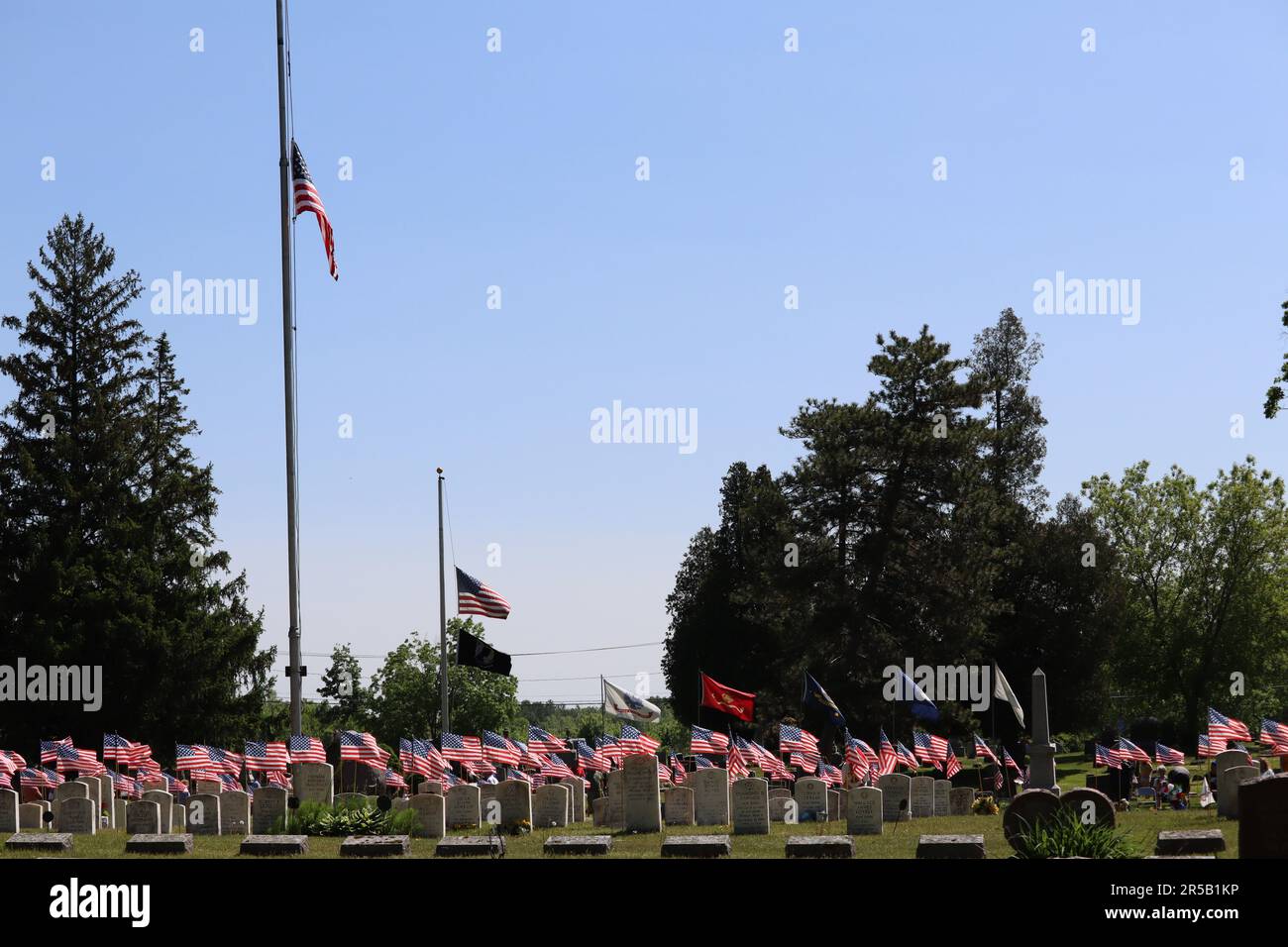Memorial Day in the United States - Old Glory Waves over Tombstones of ...