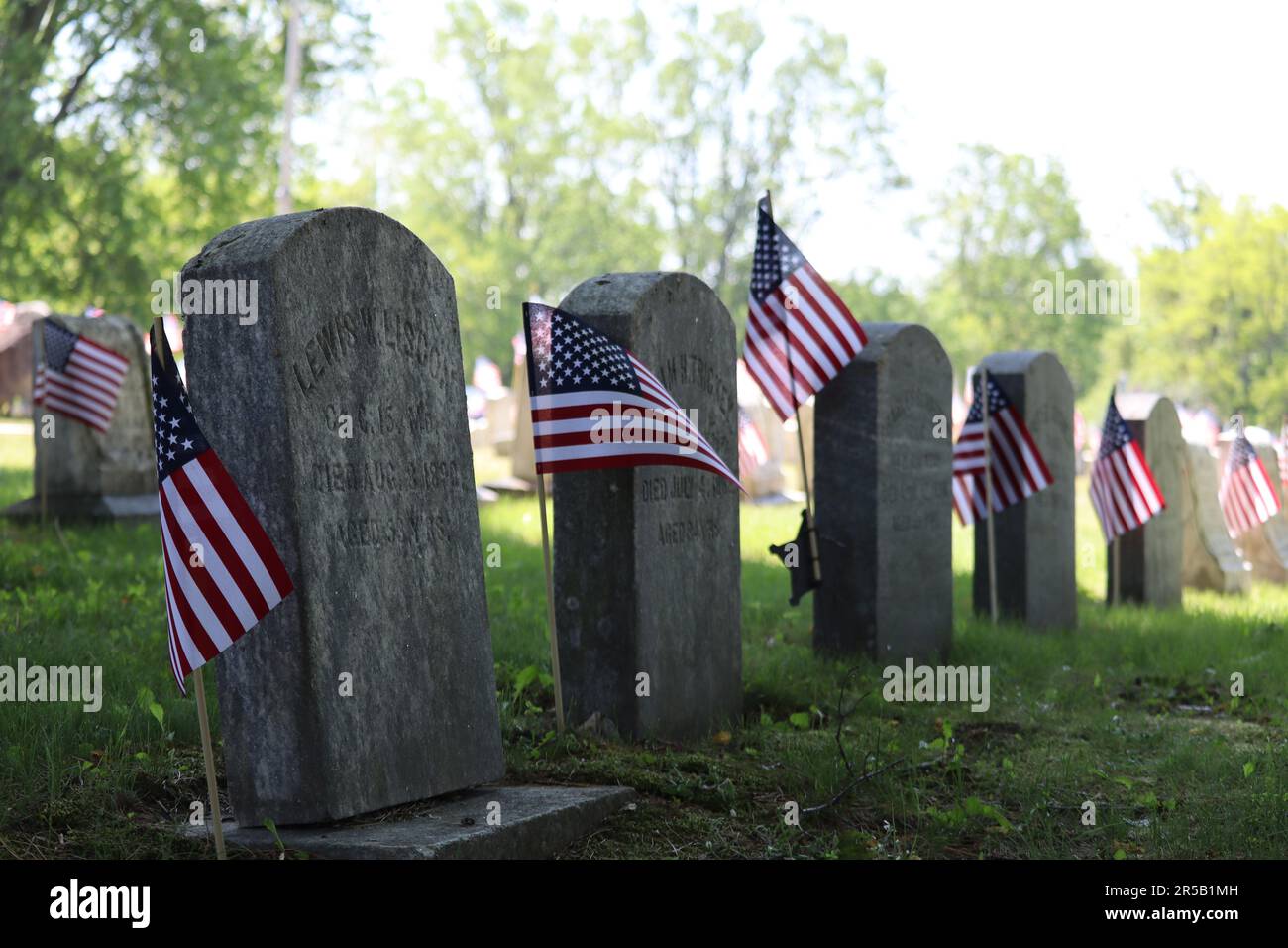 Memorial Day in the United States - Old Glory Waves over Tombstones of ...