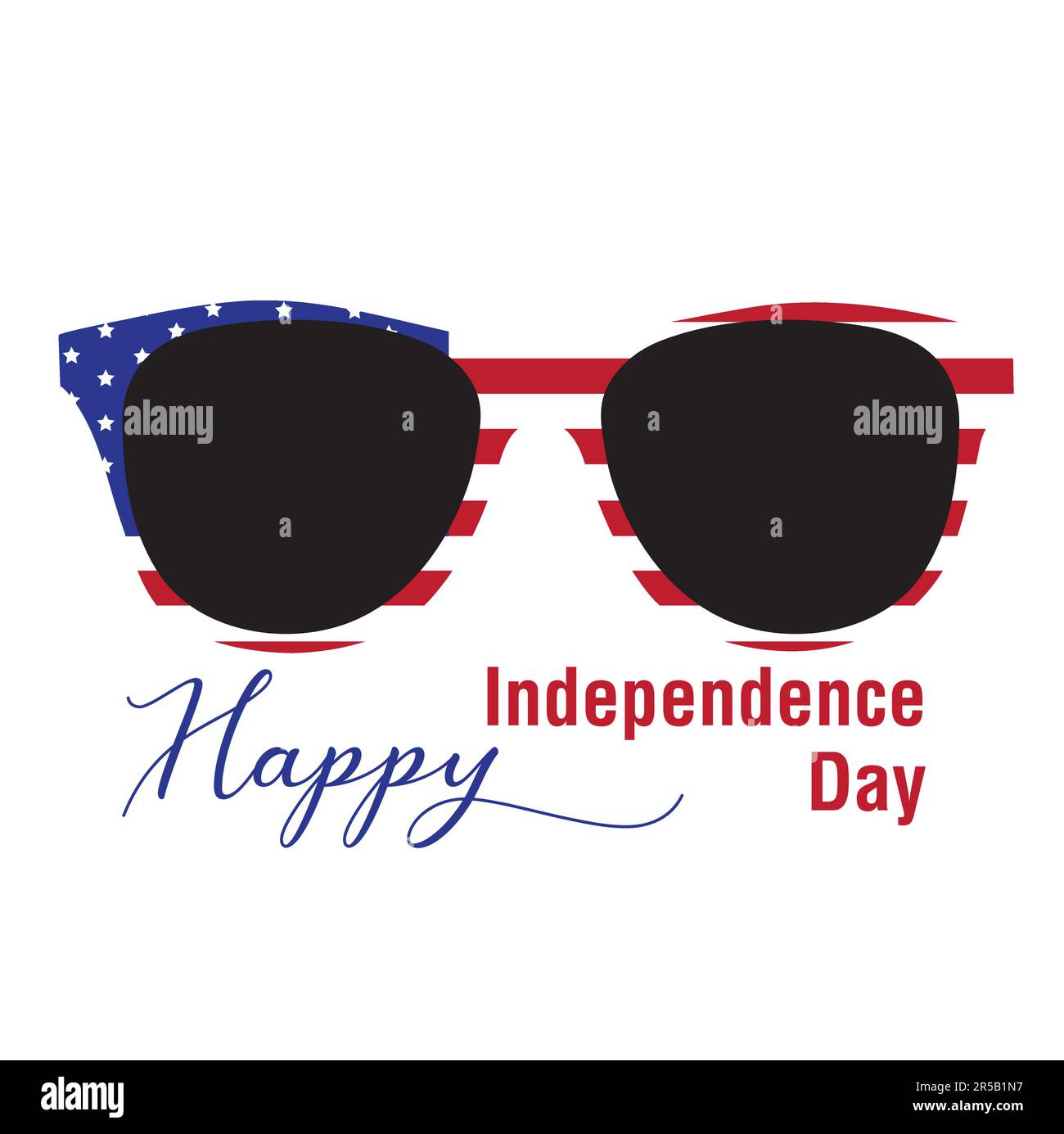 Independence day banner with sunglasses with the USA flag on a white ...