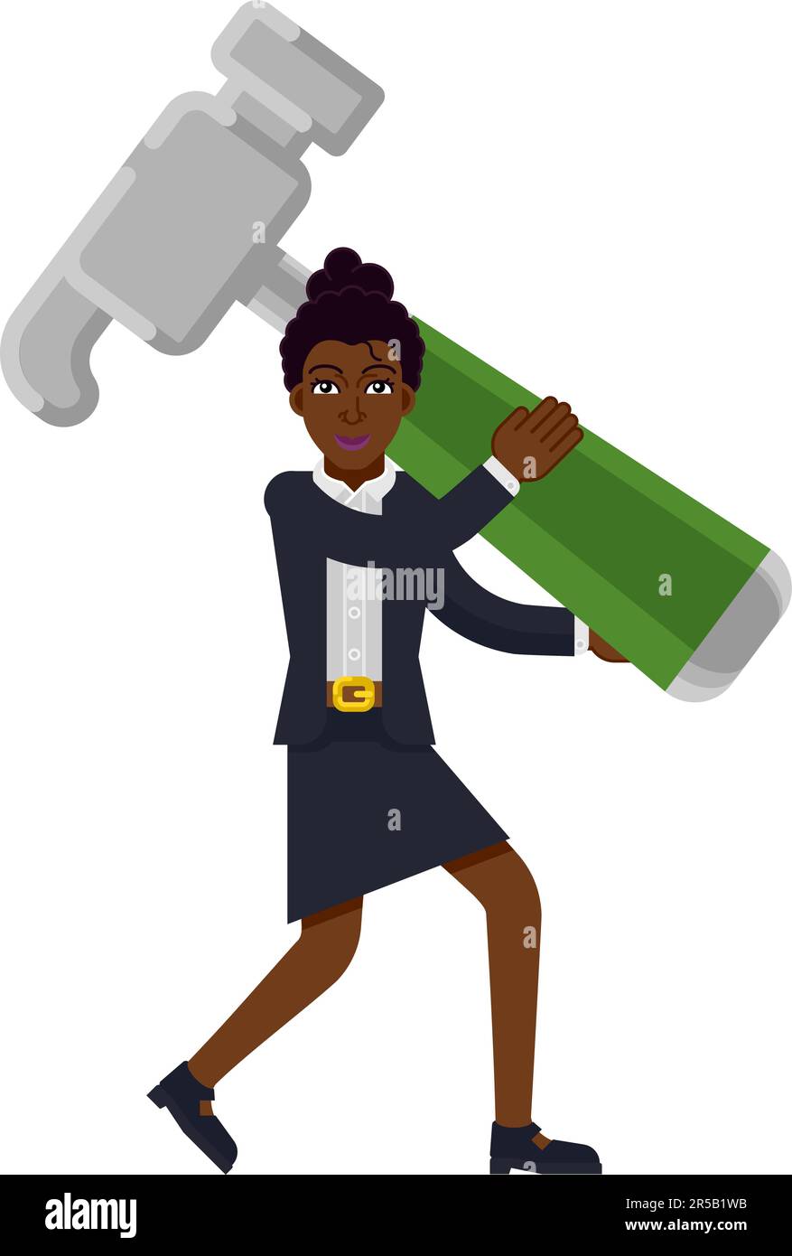 Black Business Woman With Giant Hammer Concept Stock Vector Image & Art ...