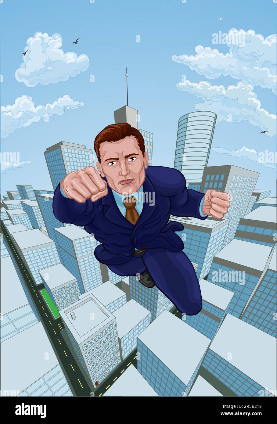 Super Hero Business Man Superhero Flying Cartoon Stock Vector Image ...