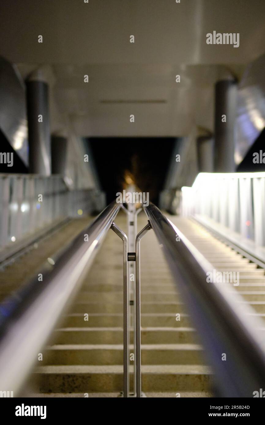 At Utrecht Railway Station in The Netherlands. A set of stairs with ...