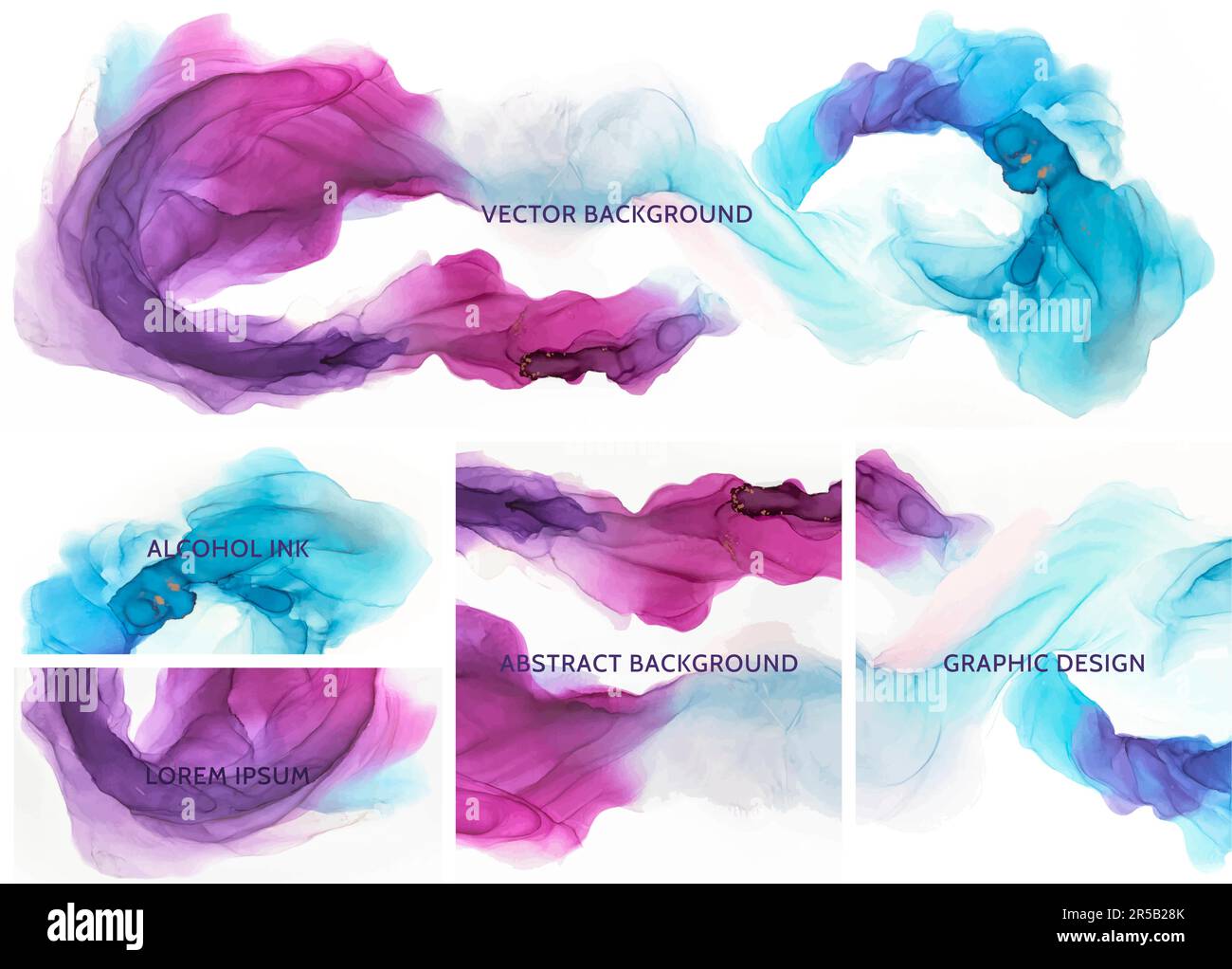 Alcohol ink modern abstract painting. Set of vertical backgrounds ...