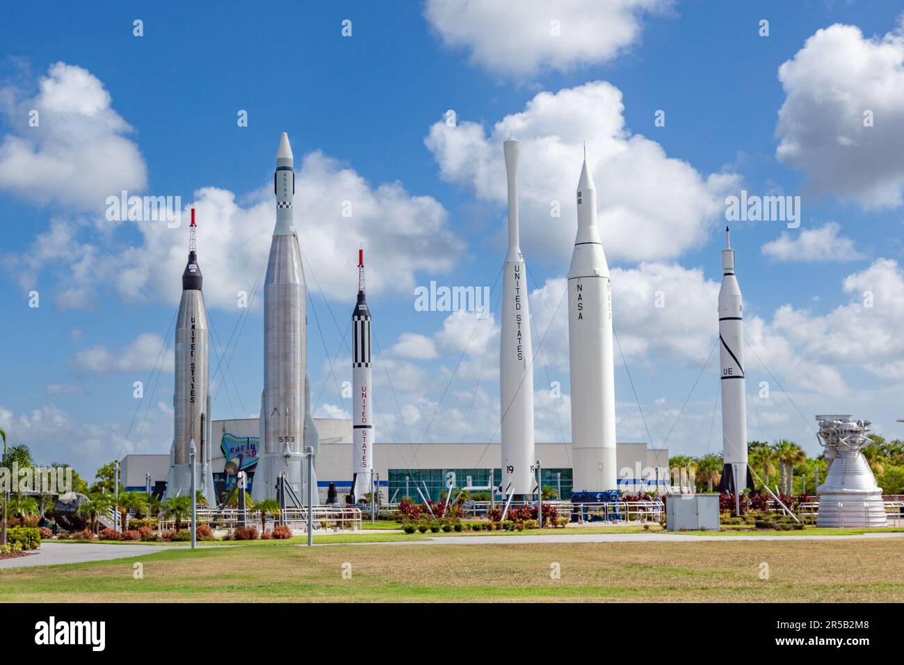 Orlando, USA - July 25, 2010: The Rocket Garden at Kennedy Space Center ...