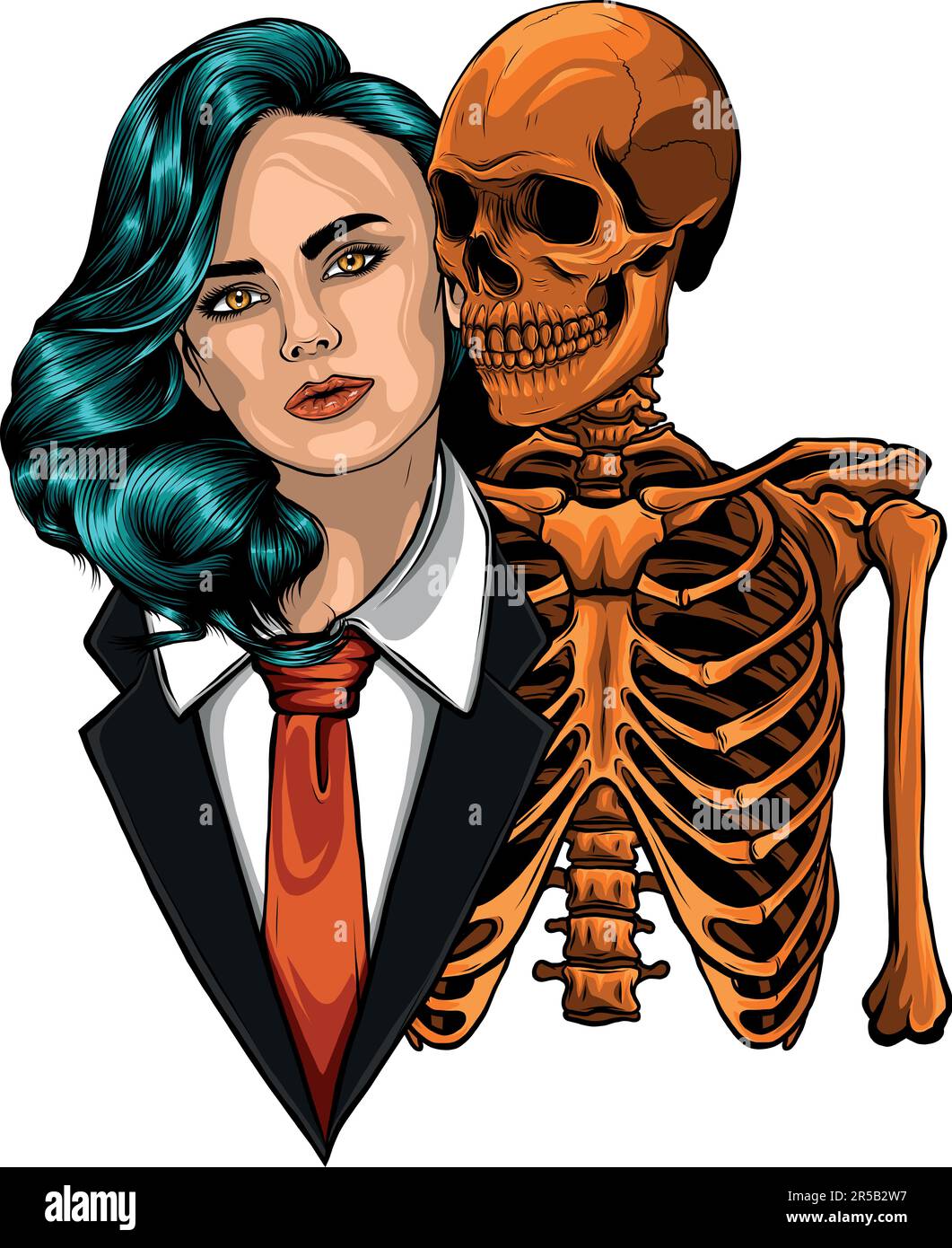 vector illustration of woman in suit with human skeleton Stock Vector ...