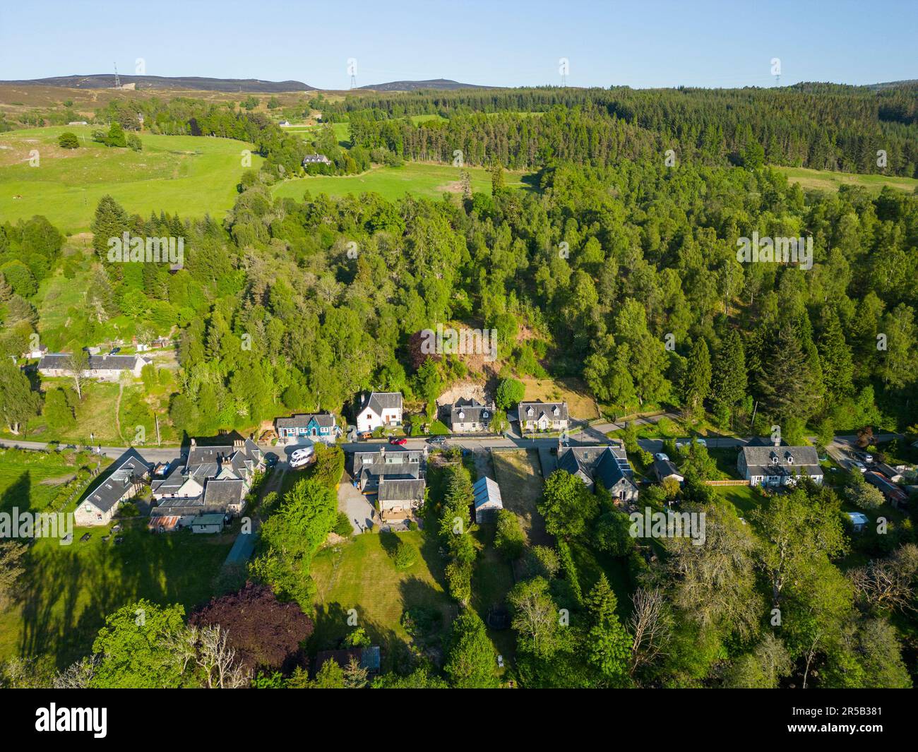 Aerial view of Tomich a Victorian model conservation village situated ...