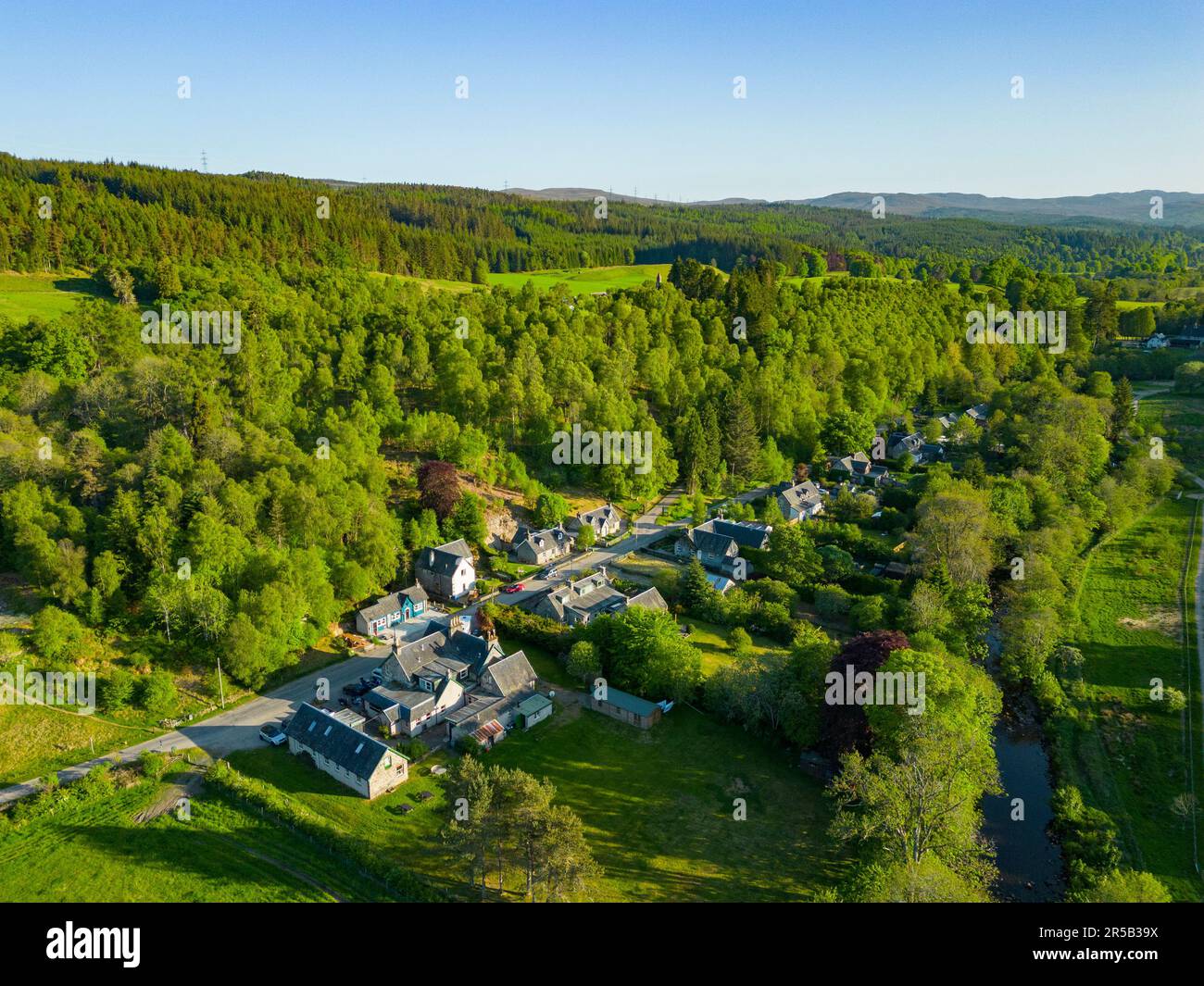 Aerial view of Tomich a Victorian model conservation village situated ...