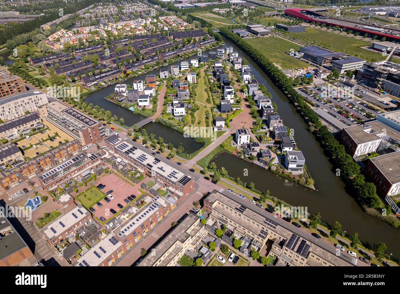Aerial view of residential area in neighbourhood of Leidsche Rijn in ...