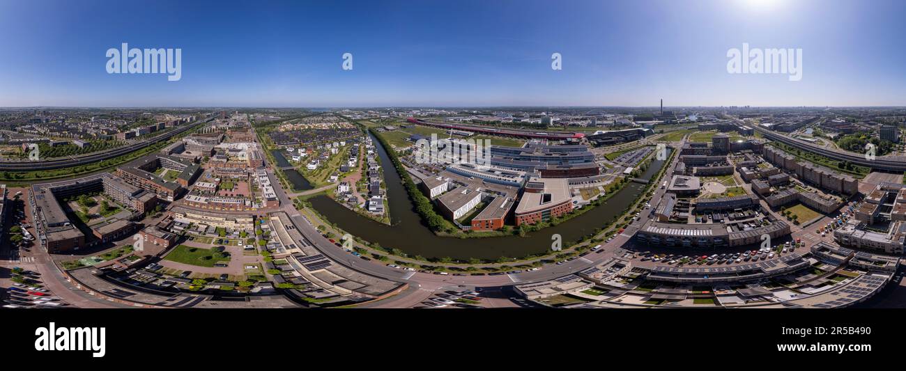 Wide 360 degrees aerial panorama of Leidsche Rijn neighbourhood in ...