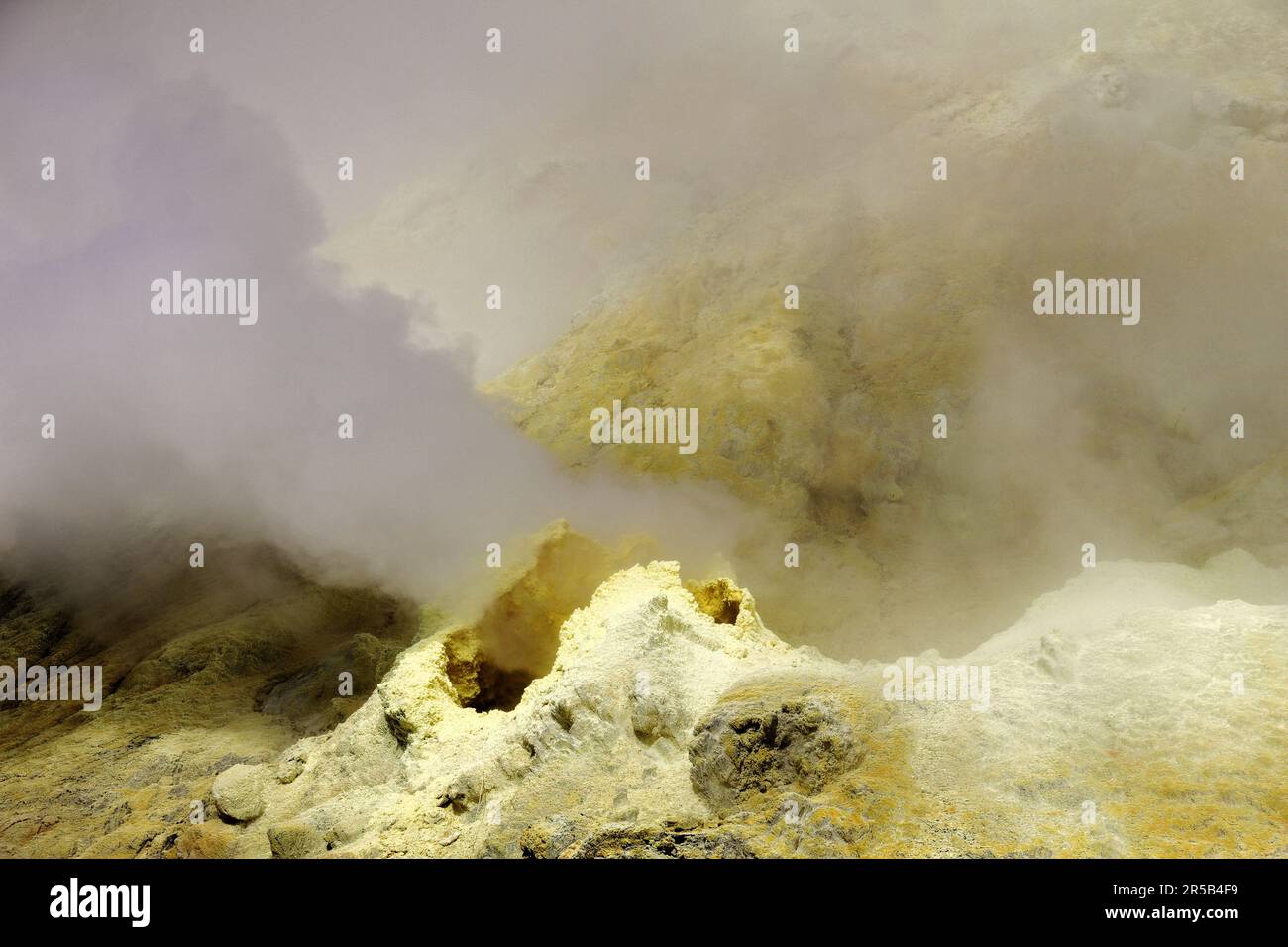 The acid sulfur steam on White Island, New Zealand Stock Photo - Alamy