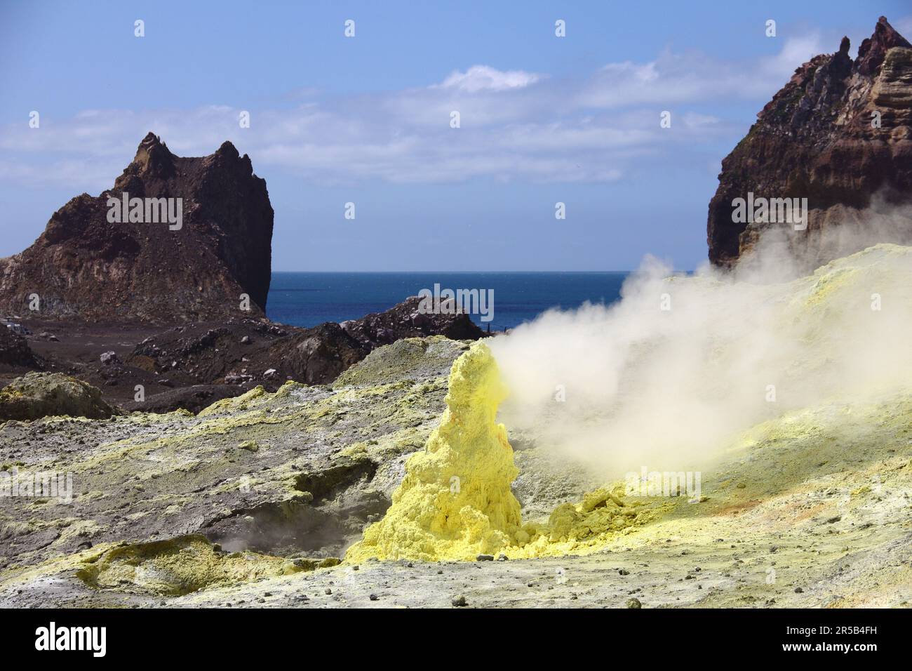 The acid sulfur steam on White Island, New Zealand Stock Photo - Alamy