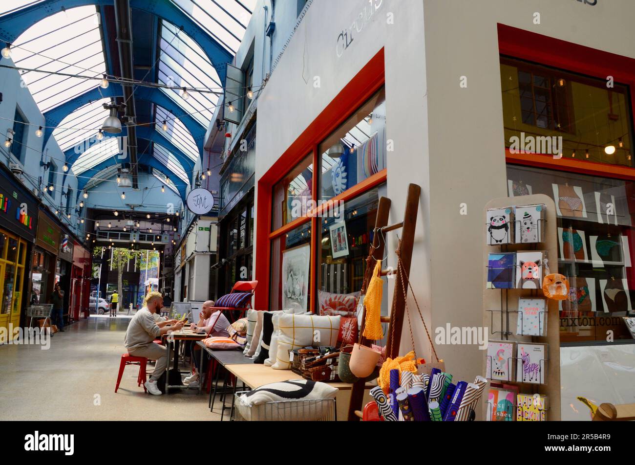 the circle shop and the joint cafe; brixton SW9 market with stalls ...