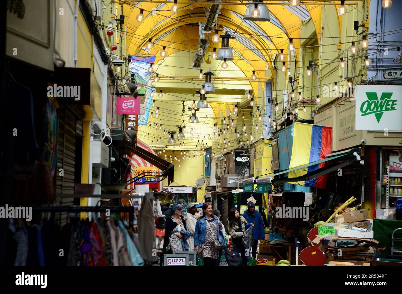 brixton SW9 market with stalls shops restaurants bars etc in arcade and ...