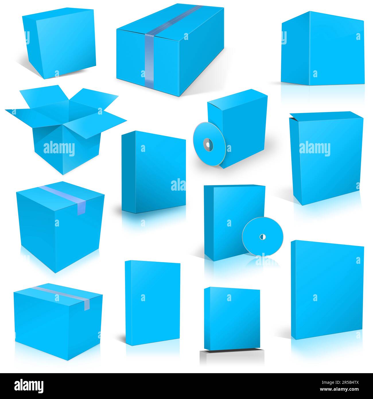 Thirteen Light blue Shipping Box and Software Boxes for layouts and ...