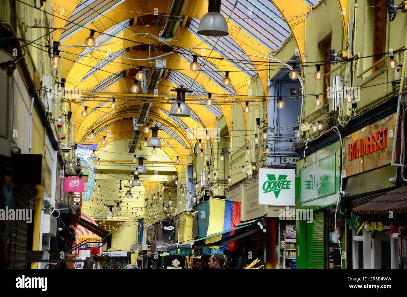 brixton SW9 market with stalls shops restaurants bars etc in arcade and ...