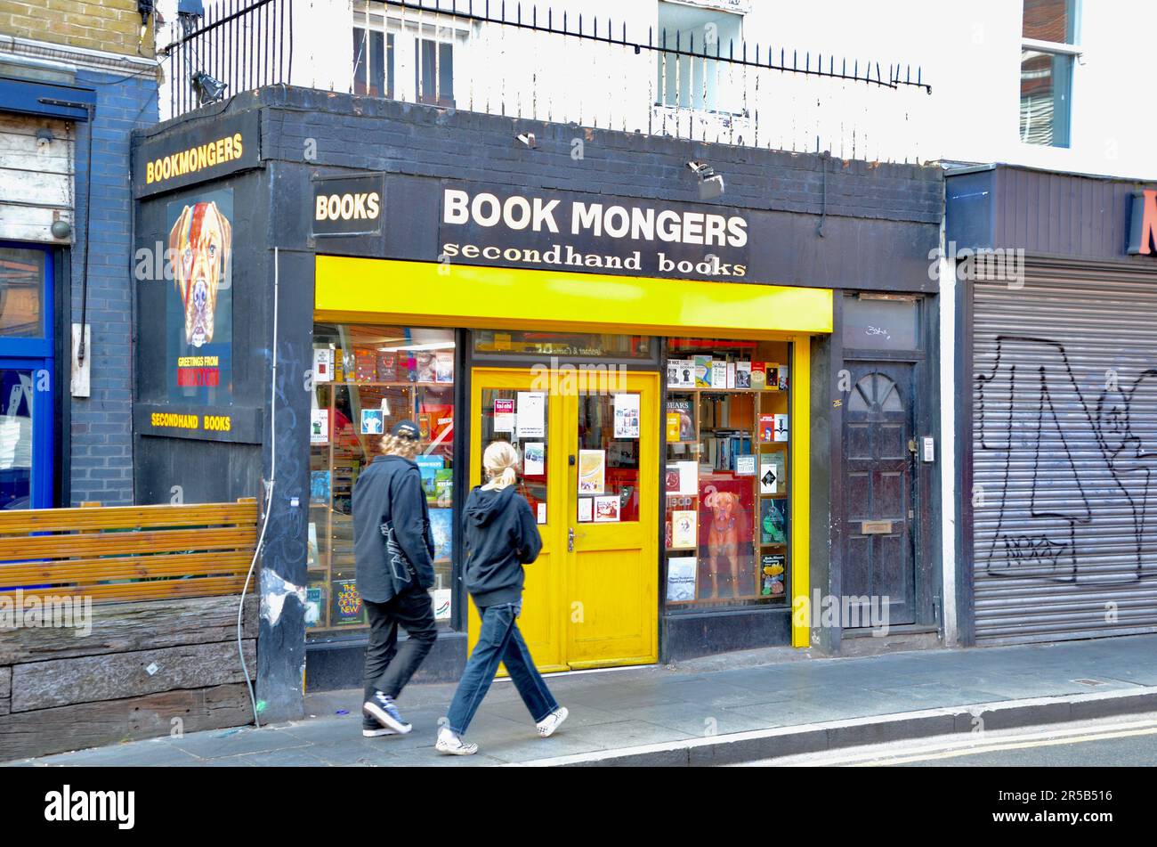 book mongers;brixton SW9 market with stalls shops restaurants bars etc ...