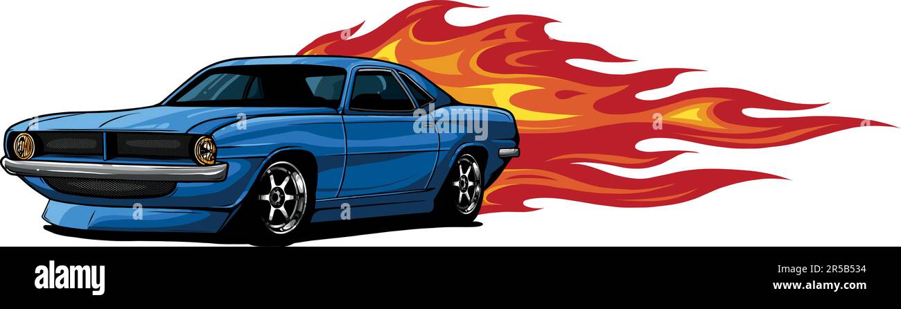 vector illustration of muscle car with flames Stock Vector Image & Art ...