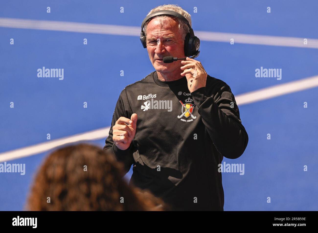 London, UK. 02nd June, 2023. Belgium's assistant coach Shane McLeod ...