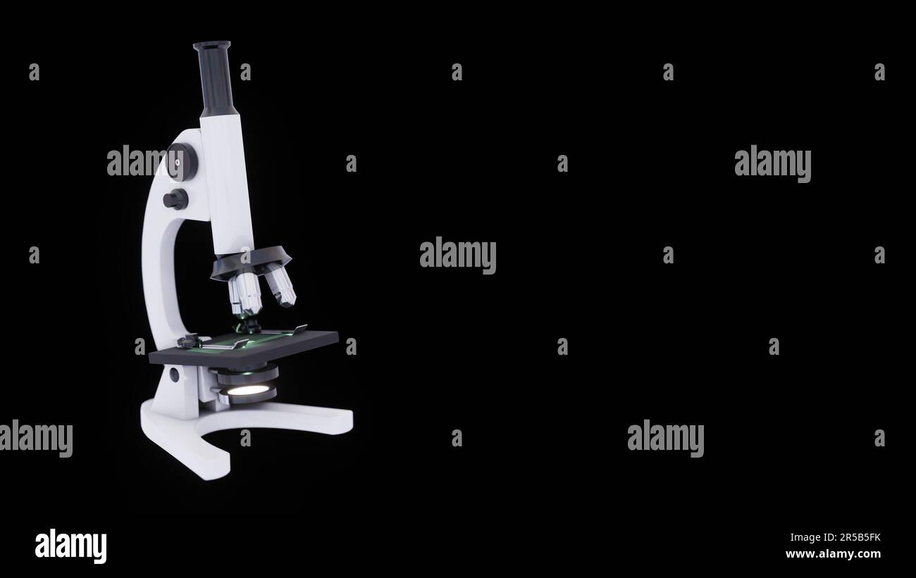 A scientific laboratory scene featuring a microscope positioned next to ...