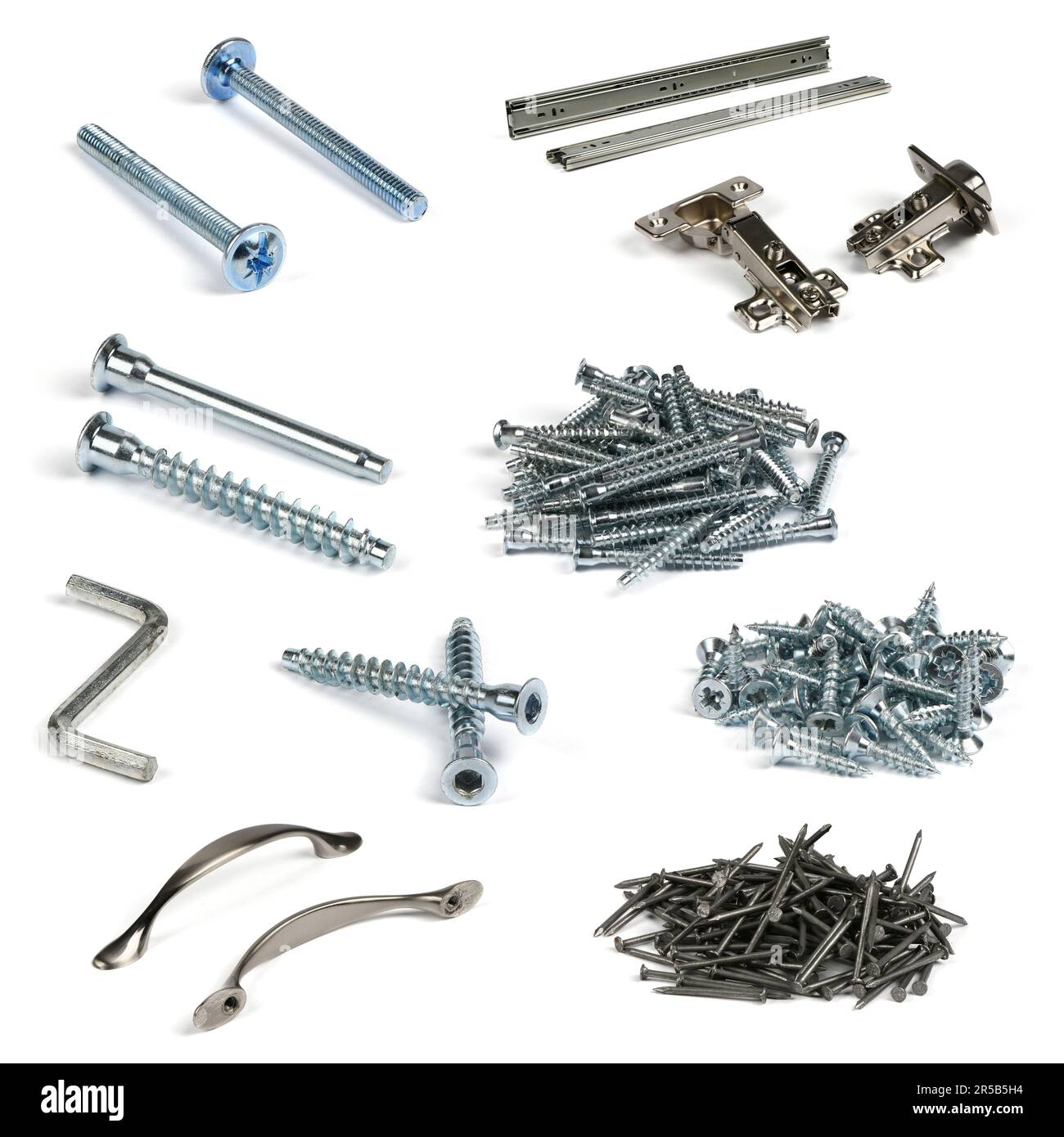 Screw-Confirmat for furniture, screw with hexagonal slot isolated on ...