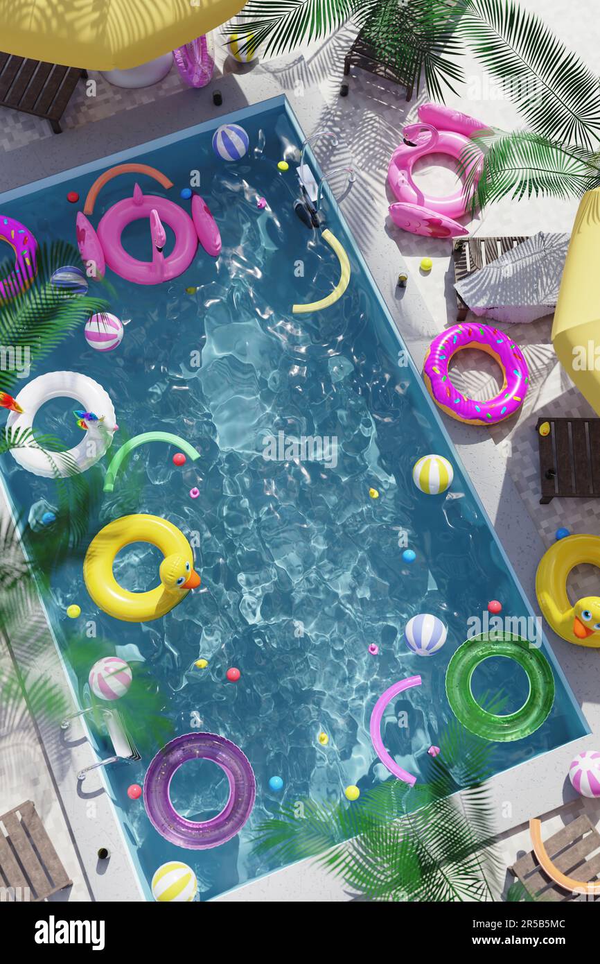 Picture image 3d collage poster billboard swimming pool floating ...