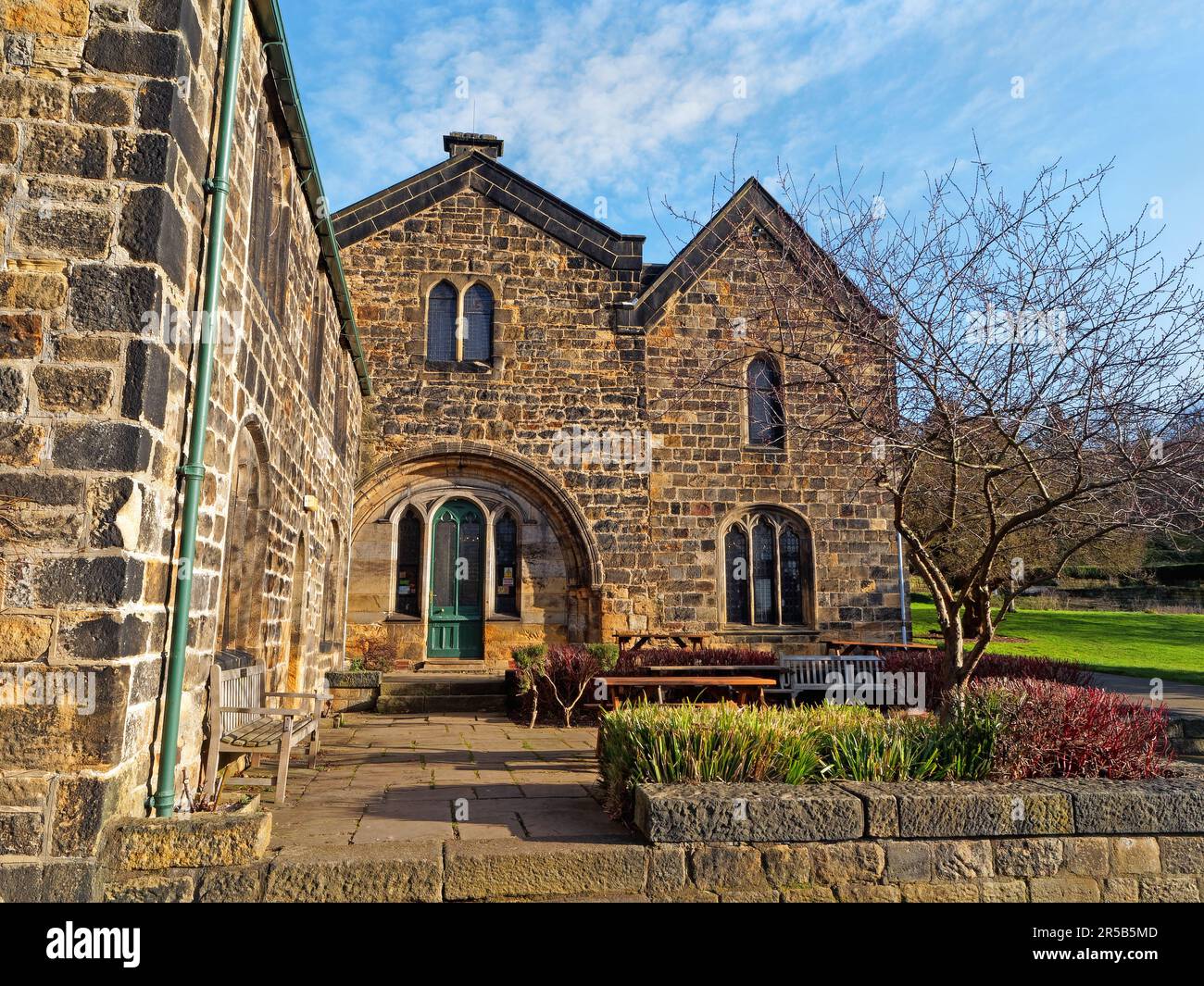 UK, Leeds, Kirkstall Abbey, The Gatehouse Cafe at Abbey House Museum ...