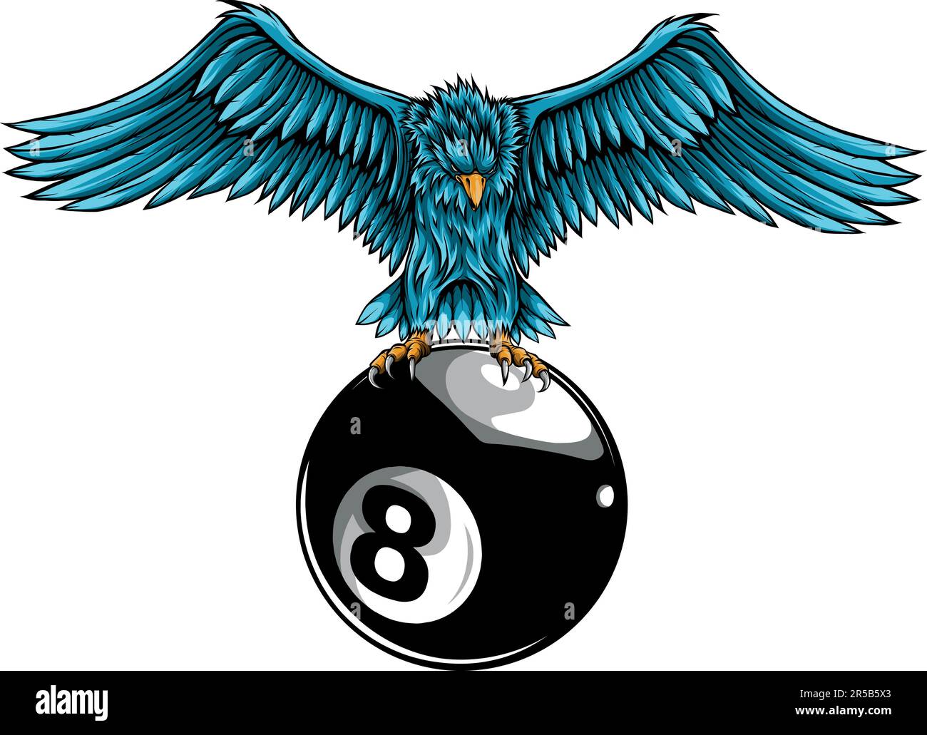 vector illustration of eagle with billiard 8 ball Stock Vector Image ...