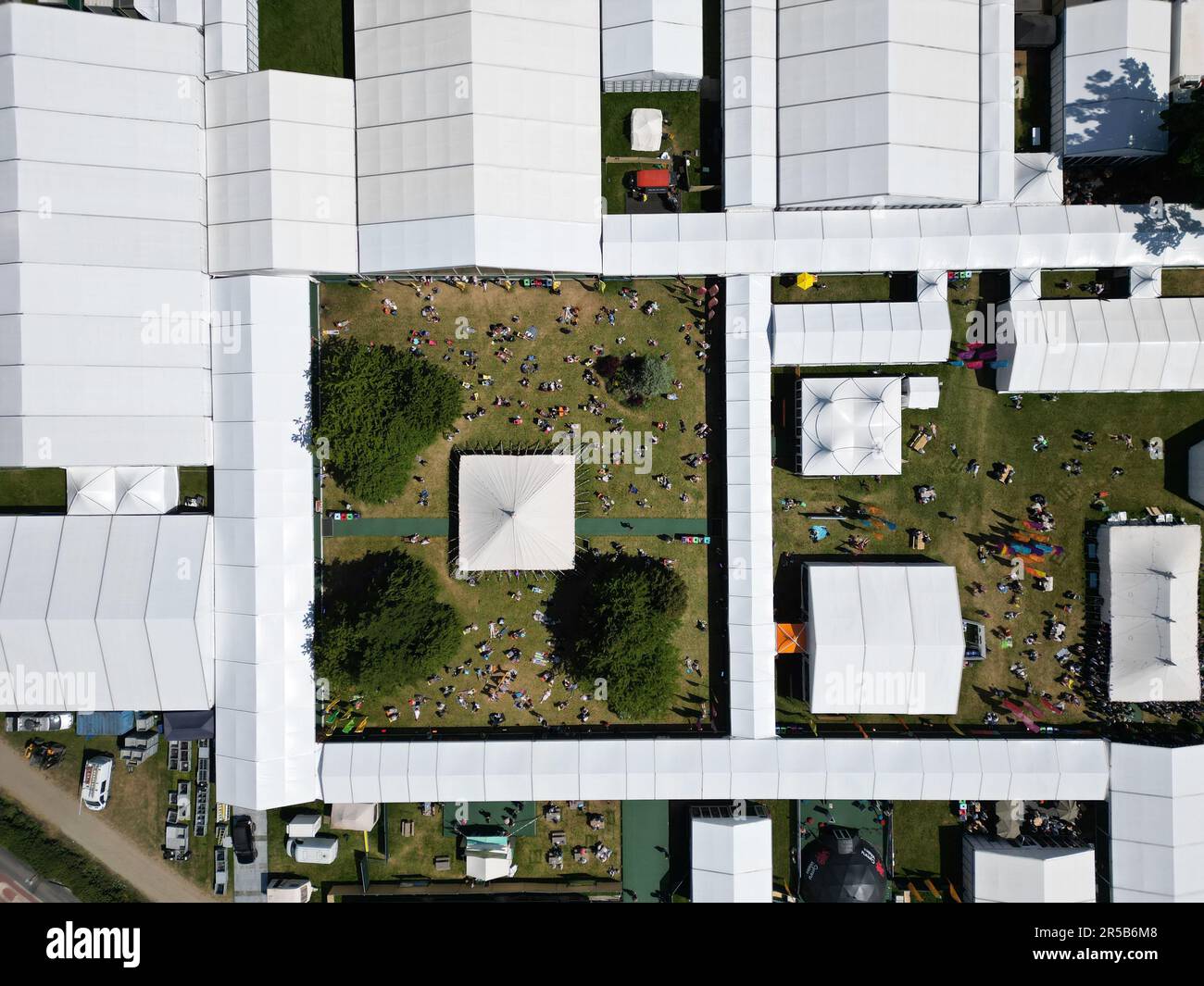 Hay Festival, Hay on Wye, Wales, UK – Friday 2nd June 2023 – Aerial ...
