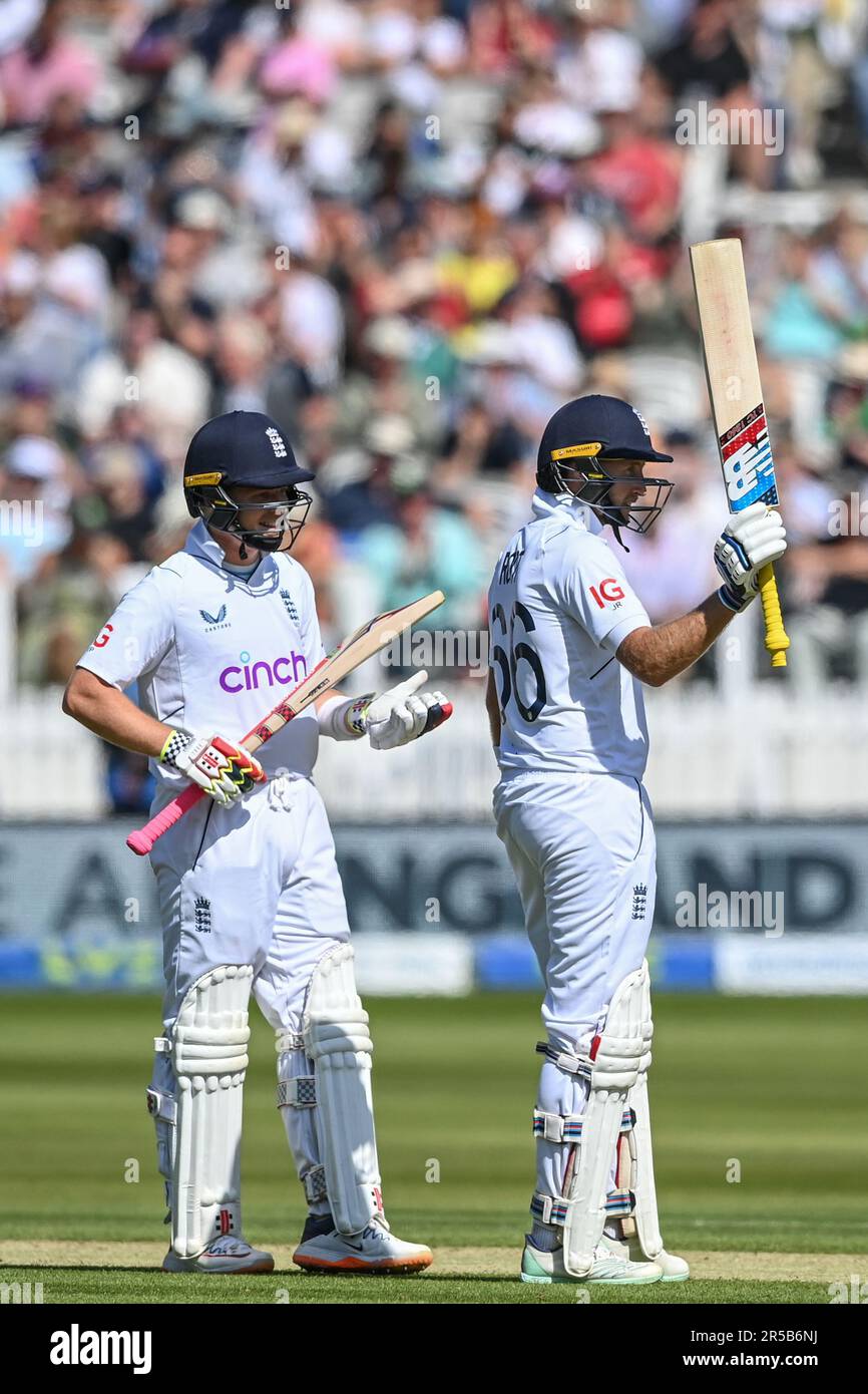 Joe Root of England celebrates a half century (50 runs) during the LV ...