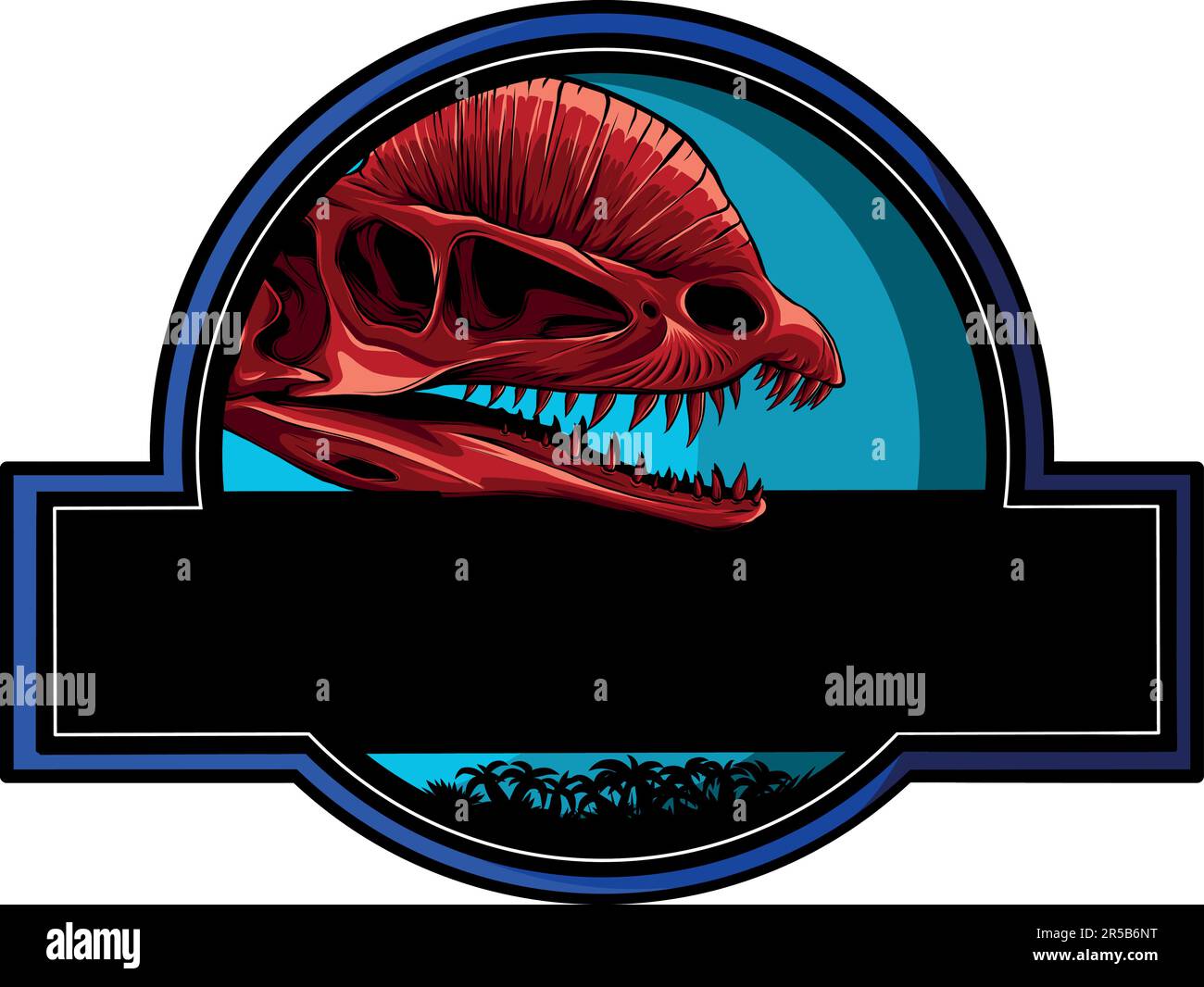 vector illustration of dinosaur skeleton on logo Stock Vector Image ...