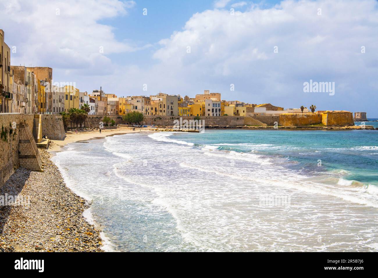 Colorful waterfront of Trapani Old Town, Sicily, Italy Stock Photo - Alamy